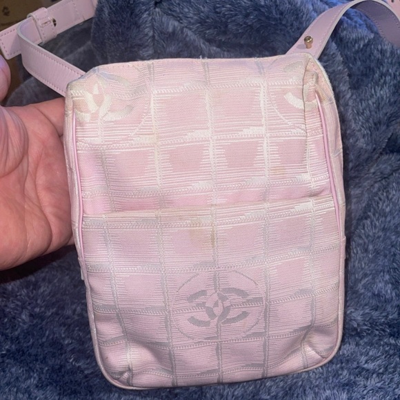 CHANEL | Bags | Chanel Travel Line Nylon Jacquard Leather Shoulder Bag ...